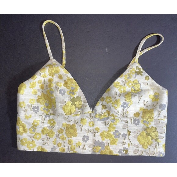 H&M | Tops | Hm Crop Top Cami Tank Bra Junior Floral New Nwt Gold Silver Uk4 Us 1 Festival ...